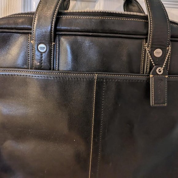 Coach | Accessories | Coach Leather Metropolitan Slim Brief Laptop Bag ...